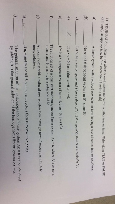 Solved TRUE-FALSE, Determine whether each statement below is | Chegg.com