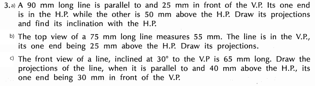 Solved 3.a) A 90 mm long line is parallel to and 25 mm in | Chegg.com