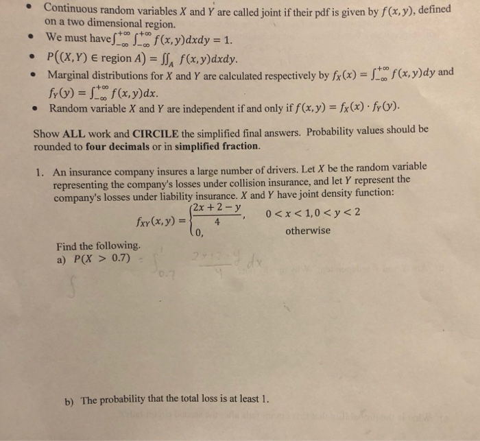 Solved ° Continuous Random Variables X And Y Are Called J