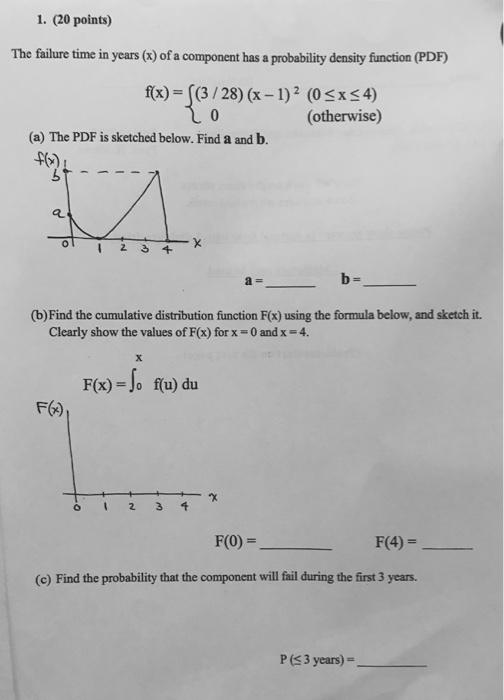 Solved The failure time in years (x) of a component has a | Chegg.com
