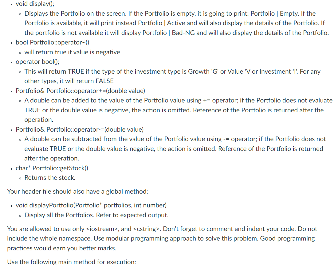 Solved Write a C++ program that mimics a Stock Portfolio. An | Chegg.com