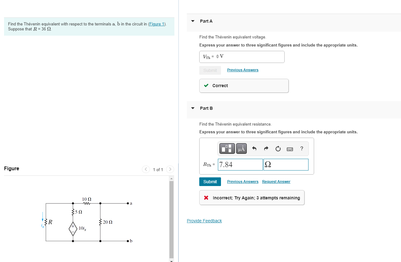 Solved Find the Thévenin equivalent with respect to the | Chegg.com