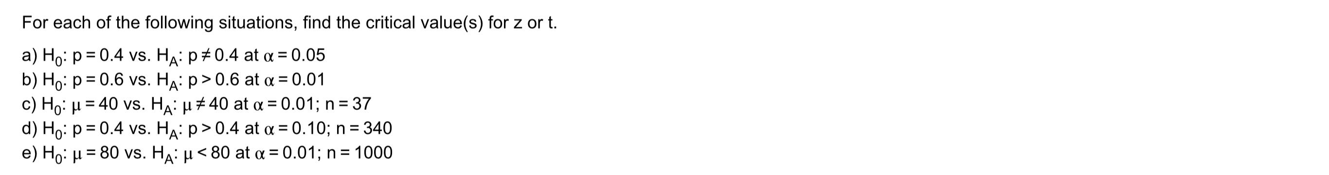 Solved For each of the following situations, find the | Chegg.com