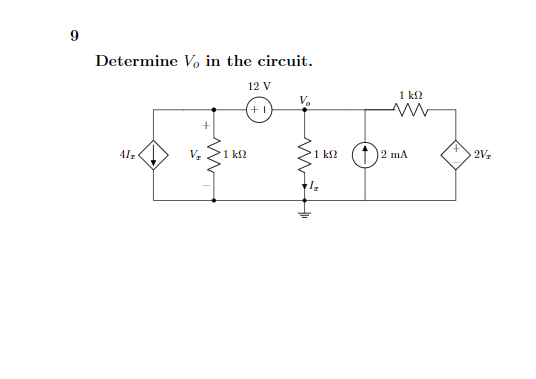 Solved Determine Vo in the circuit.Determine V1,Vo in the | Chegg.com