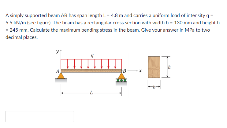 Solved A simply supported beam AB has span length L=4.8 m | Chegg.com