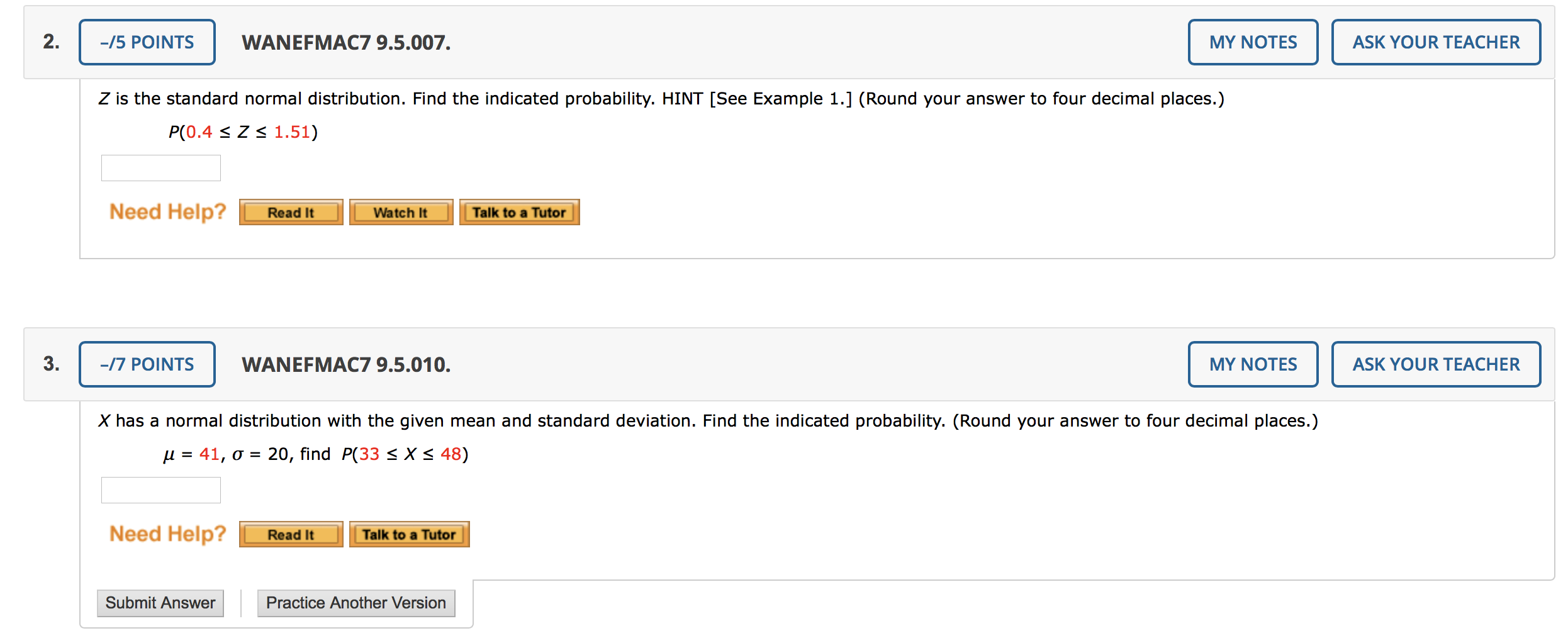 Solved -/5 POINTS WANEFMAC7 9.5.007. MY NOTES ASK YOUR | Chegg.com