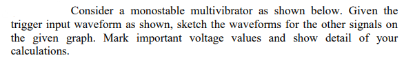Solved Consider a monostable multivibrator as shown below. | Chegg.com