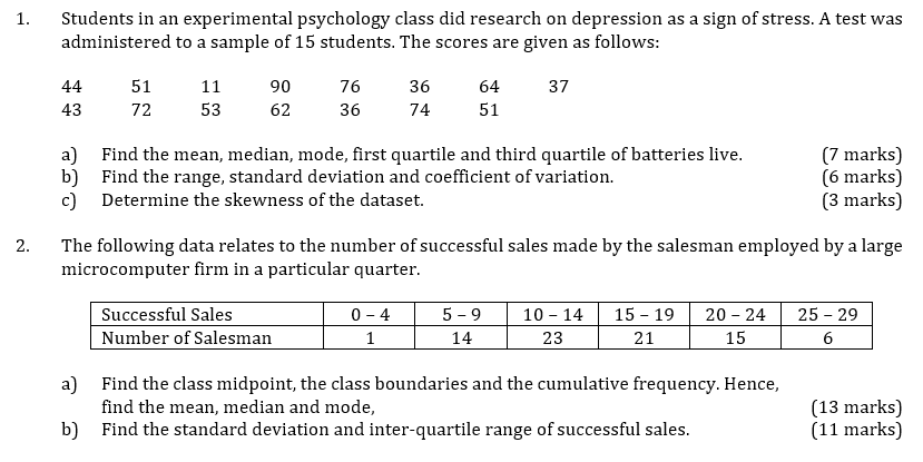 Solved 1. Students in an experimental psychology class did | Chegg.com