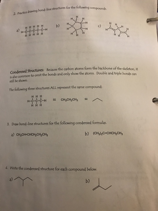 Solved 2 Practice drawing bond-line structures for the | Chegg.com