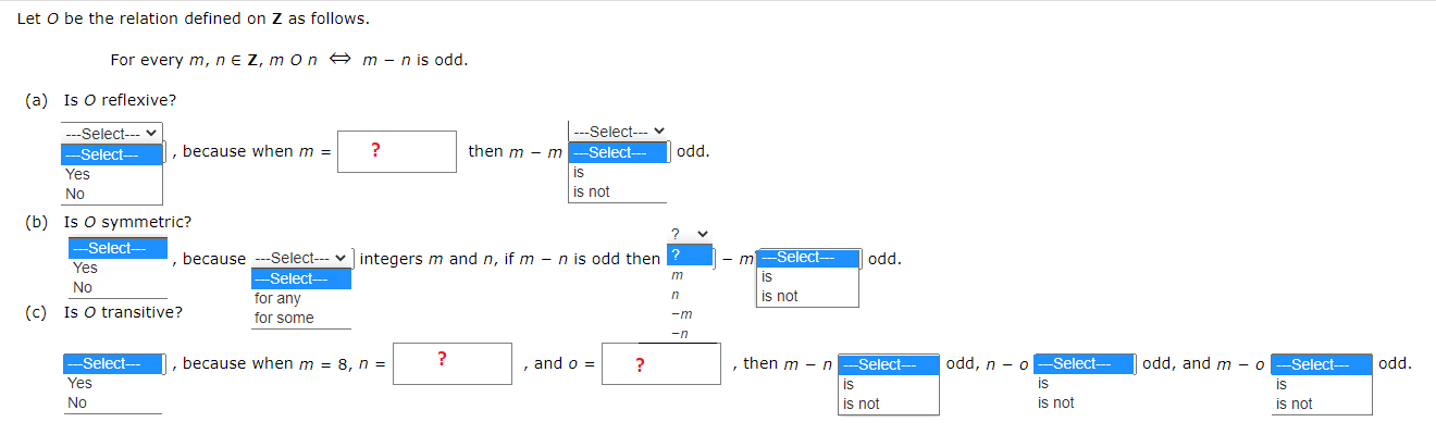 Solved Let O be the relation defined on Z as follows. For | Chegg.com