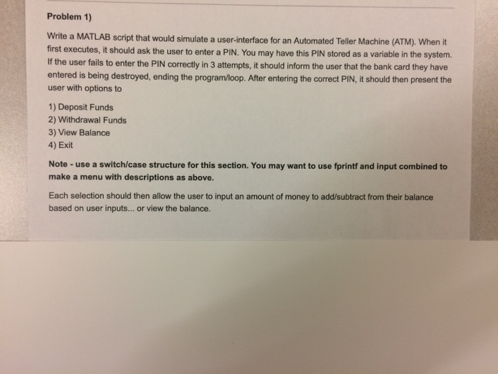 Solved Problem 1 Write A Matlab Script That Would Simulate