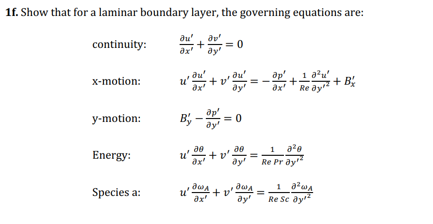 Solved Governing Equations for the Laminar Boundary | Chegg.com