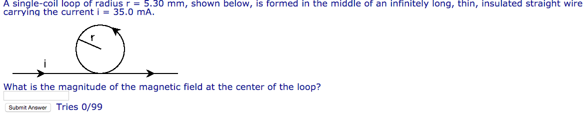 Solved A single-coil loop of radius r = 5.30 mm, shown | Chegg.com