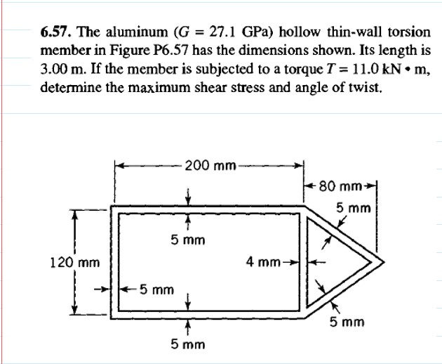 Solved G=27.1GPa T=11.0kN*m,determine the maximum shear | Chegg.com