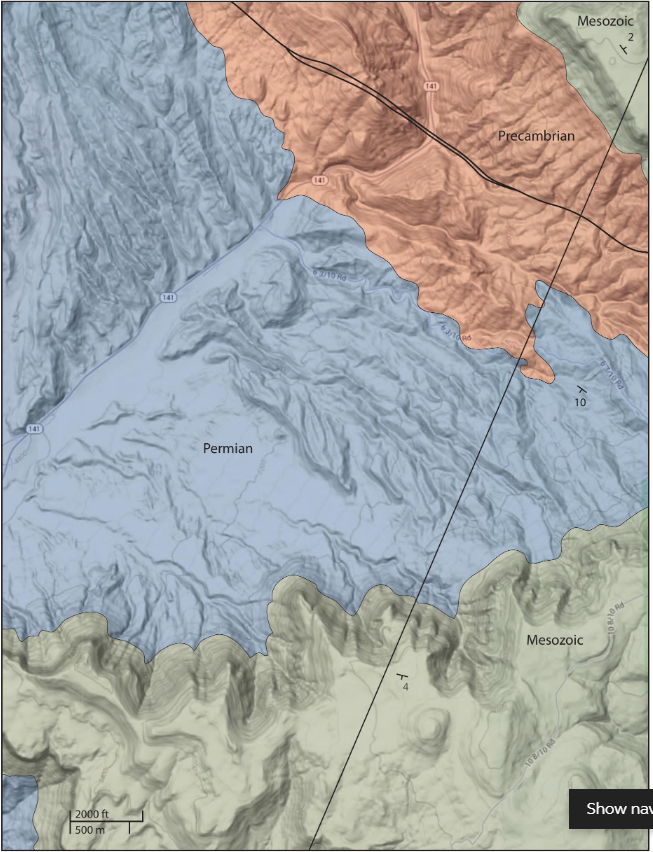 Solved 2. Note the unconformable contact between the Permian | Chegg.com