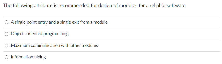 Solved The following attribute is recommended for design of | Chegg.com