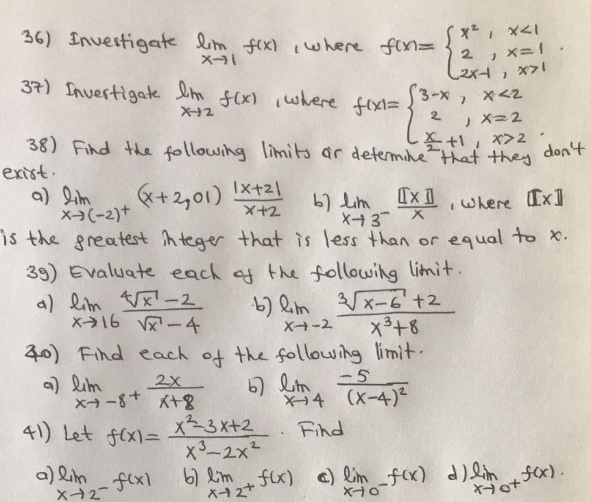 Solved 36) Investigate limx→1f(x), where | Chegg.com