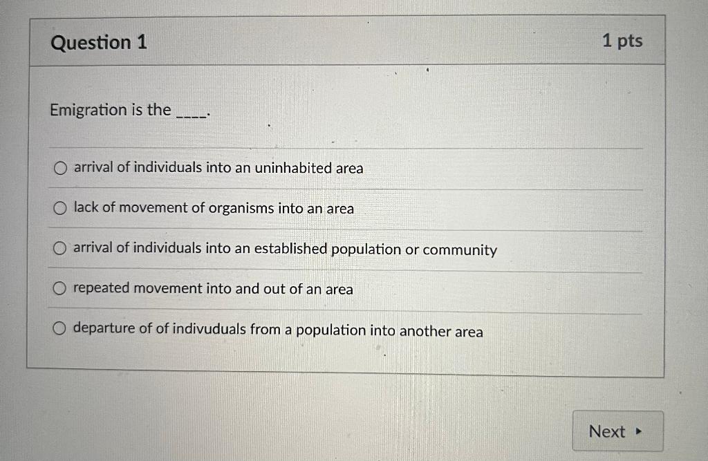 Solved Emigration is the arrival of individuals into an | Chegg.com