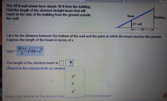 Solved The 10-ft wall shown here stands 30 ft from the | Chegg.com