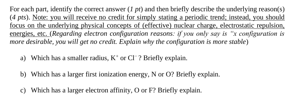 Solved For each part, identify the correct answer ( 1pt) and | Chegg.com