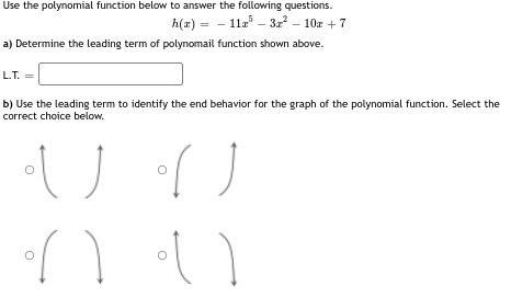 Solved Use the polynomial function below to answer the | Chegg.com