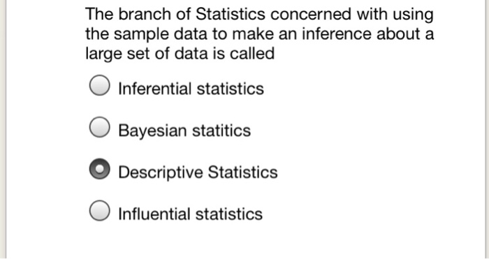 Solved The branch of Statistics concerned with using the | Chegg.com