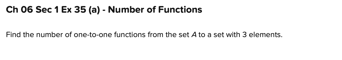 Solved Find the number of one-to-one functions from the set | Chegg.com
