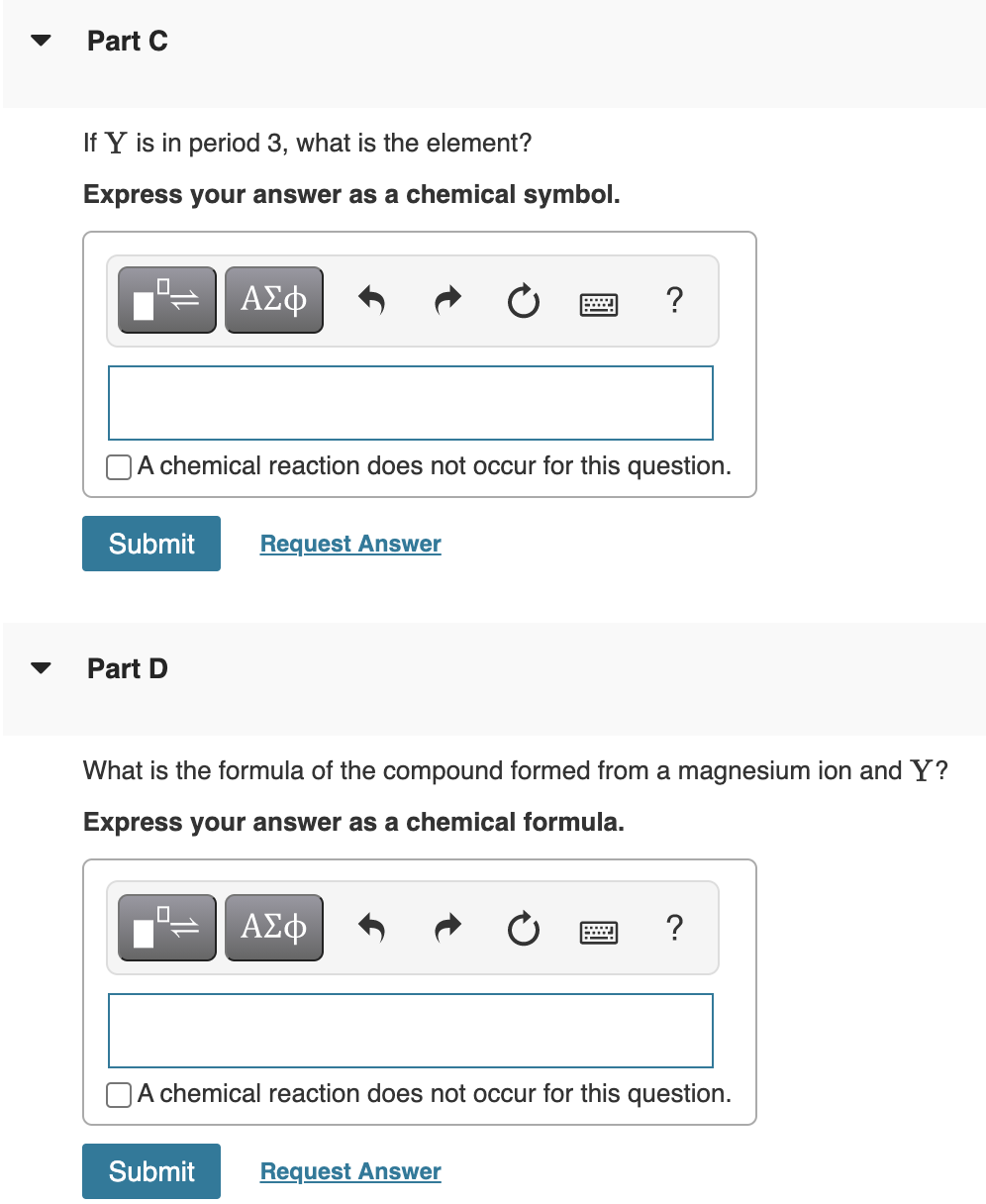 Solved Part A Consider an ion with the symbol Y3- formed | Chegg.com