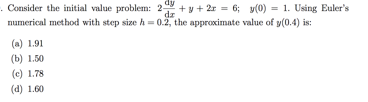 Solved Dy · Consider The Initial Value Problem 2 Y 20 3449