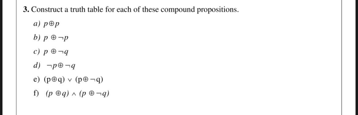 Solved 3. Construct a truth table for each of these compound | Chegg.com