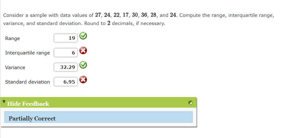Solved Consider a sample with data values of | Chegg.com