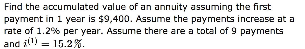 Solved Find the accumulated value of an annuity assuming the | Chegg.com