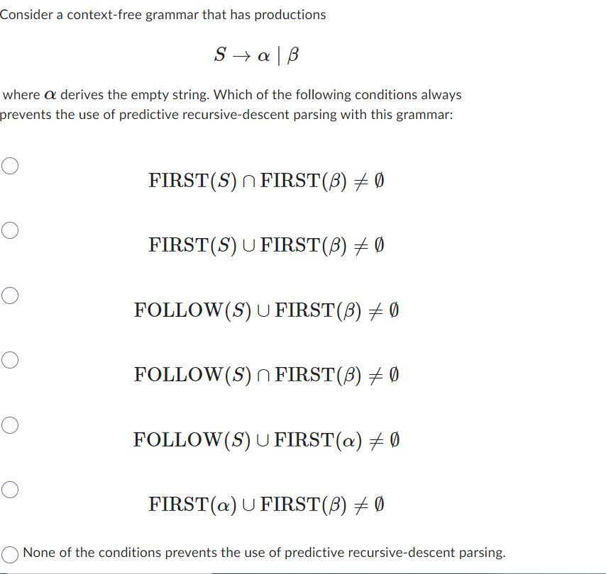 Solved Consider a context-free grammar that has productions | Chegg.com