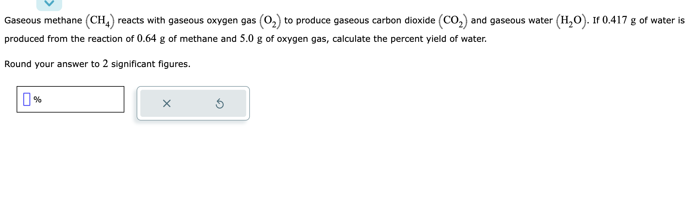 Solved Gaseous methane (CH4) reacts with gaseous oxygen gas | Chegg.com
