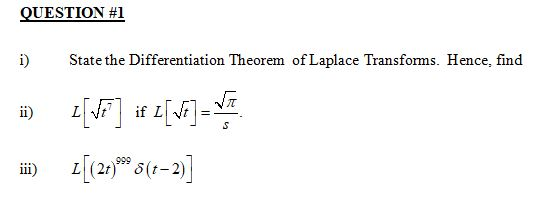 Solved QUESTION #1 i) State the Differentiation Theorem of | Chegg.com