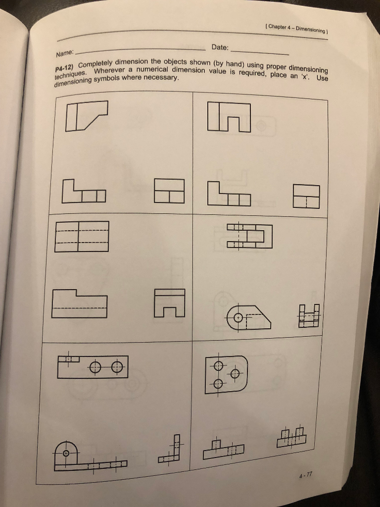 Solved P4-12) Completely dimension the objects shown (by | Chegg.com