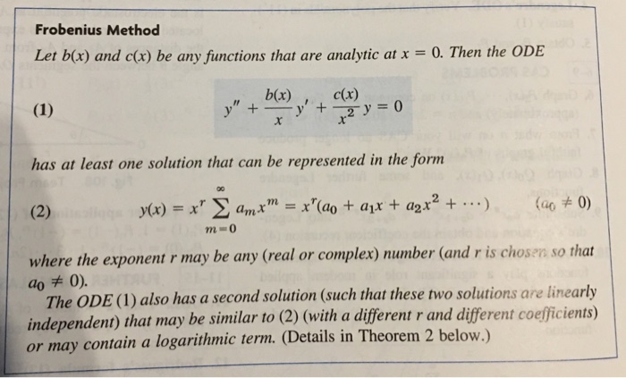 Solved 2-13 FROBENIUS METHOD Find a basis of solutions by | Chegg.com
