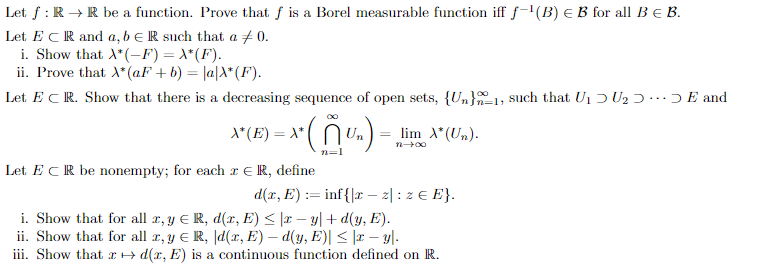 Solved Let f:R→R ﻿be a function. Prove that f ﻿is a Borel | Chegg.com