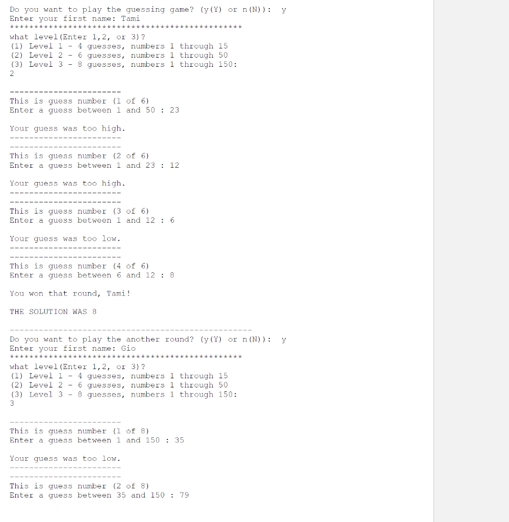 Solved You will write a program that will play a number | Chegg.com
