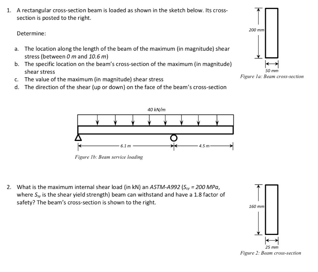 Solved 1. A rectangular cross-section beam is loaded as | Chegg.com