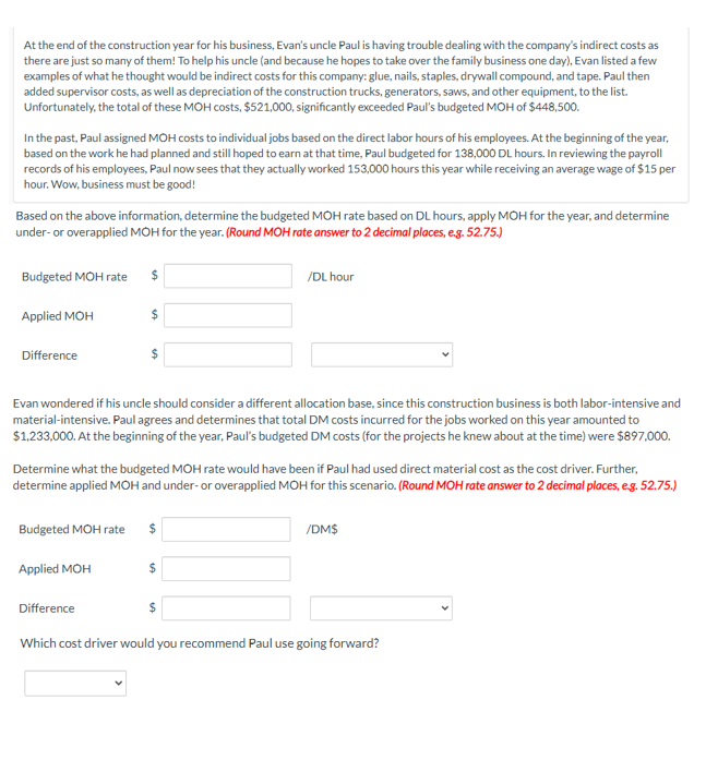 Solved At the end of the construction year for his business, | Chegg.com