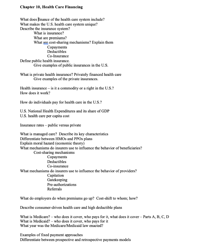 Solved Chapter 10 Health Care Financing What Does Finance Chegg Solved Chapter 10 Health Care Financing What Does Finance Chegg