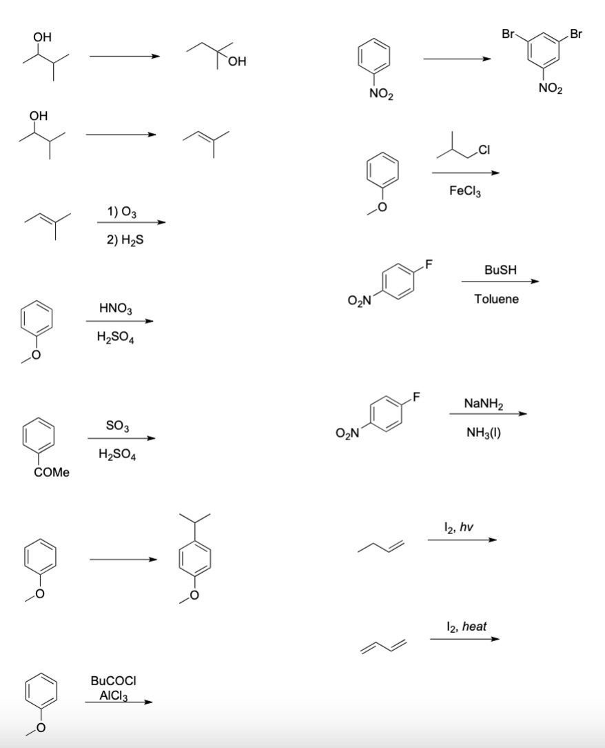 1) O3 2) H2 S H2SO4 HNO3 Toluene BuSH | Chegg.com