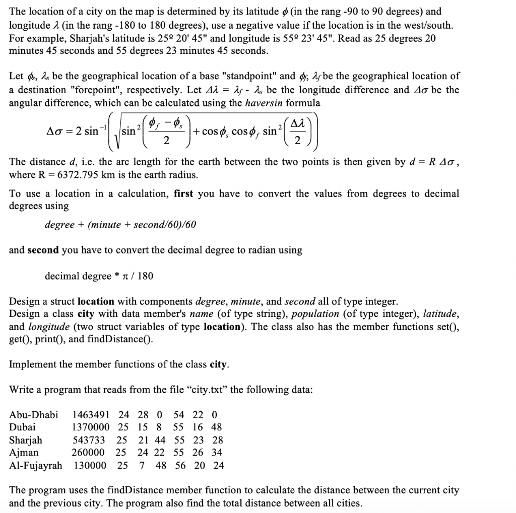 The location of a city on the map is determined by | Chegg.com