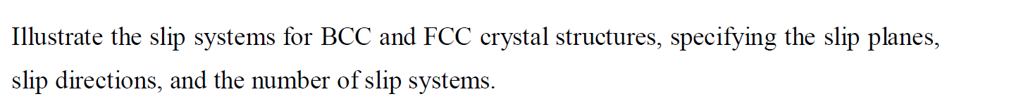 Solved Illustrate the slip systems for BCC and FCC crystal | Chegg.com