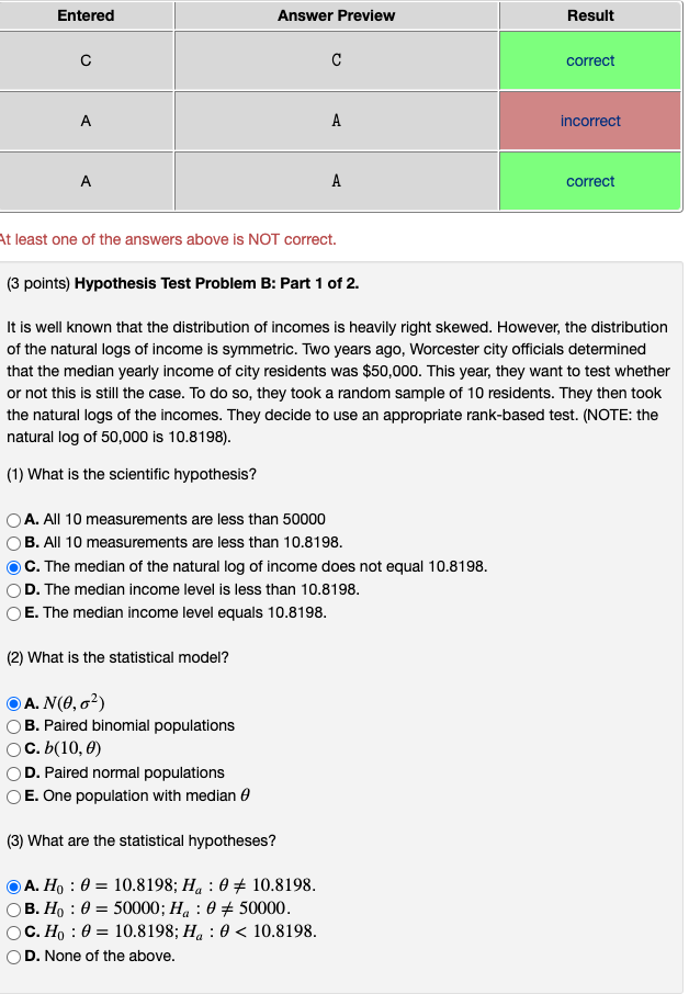 Solved Entered Answer Preview Result с с correct A А | Chegg.com