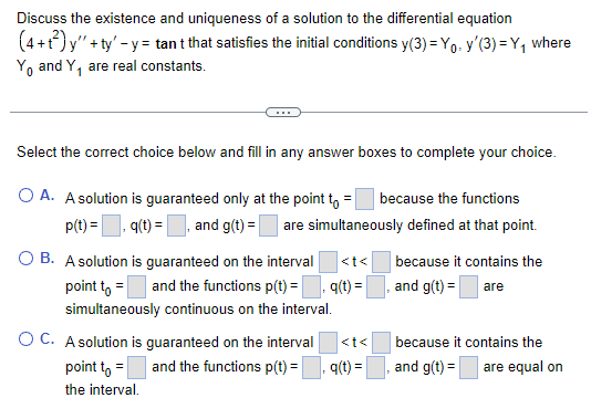 Solved Discuss the existence and uniqueness of a solution to | Chegg.com