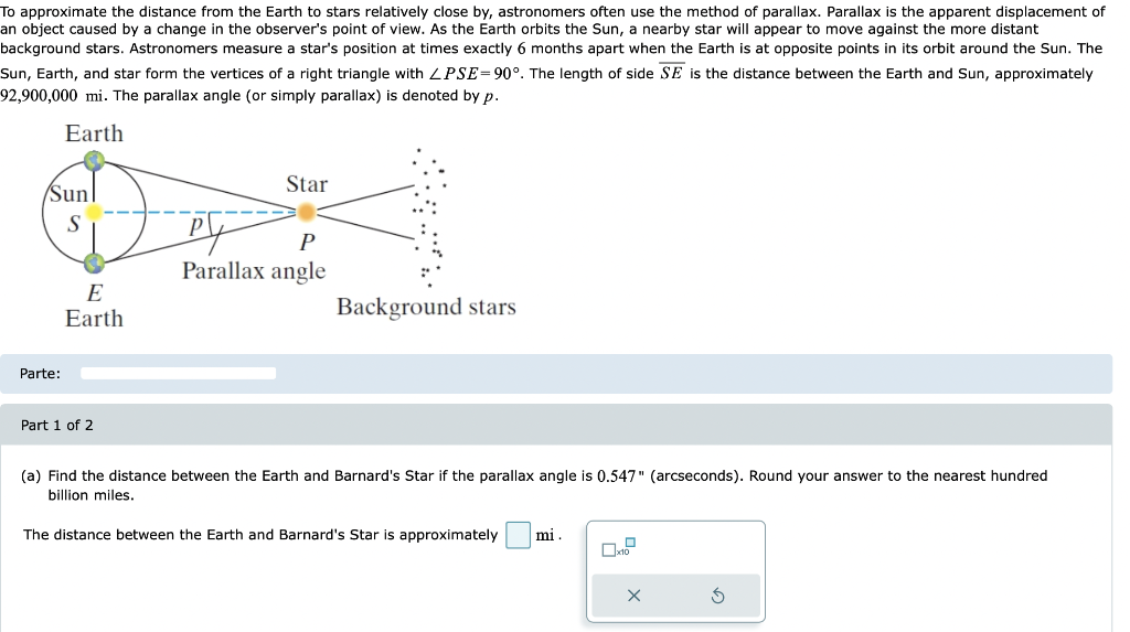 Solved To approximate the distance from the Earth to stars | Chegg.com