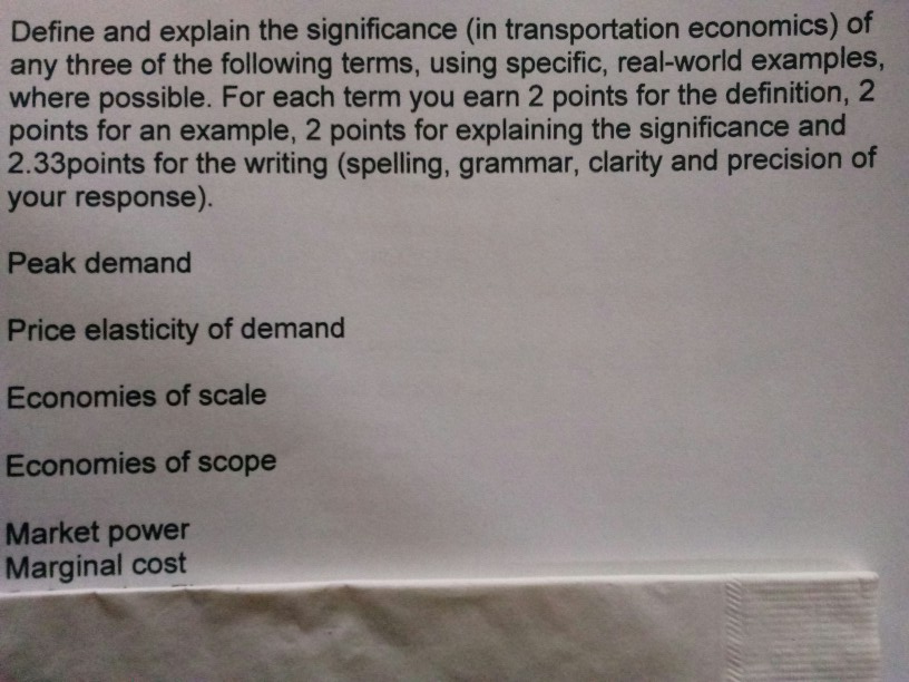 Solved Define and explain the significance (in | Chegg.com