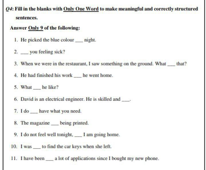 Solved 04: Fill in the blanks with Only One Word to make | Chegg.com